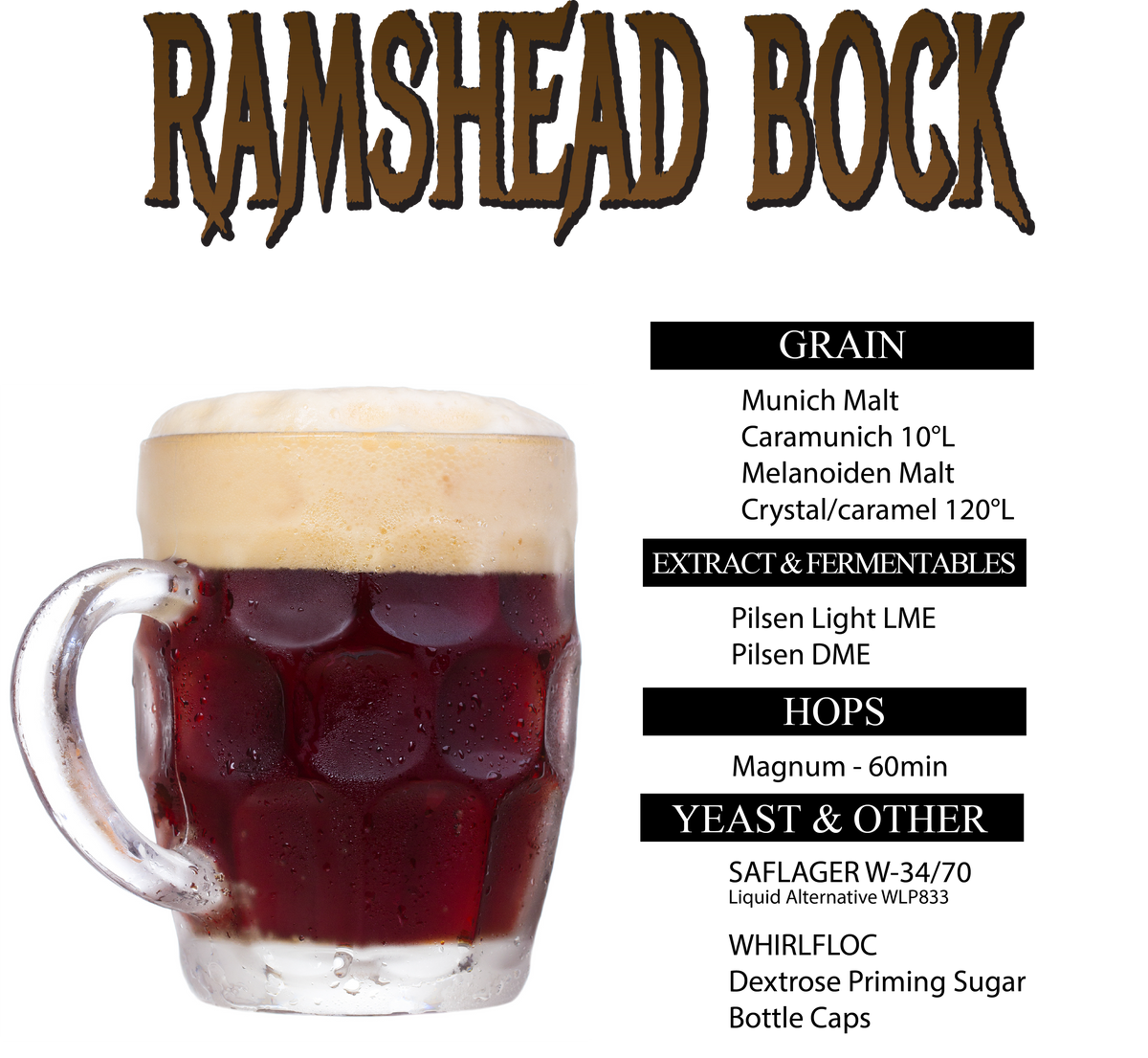 Traditional BOCK LAGER Extract Beer Brewing recipe Homebrew kit Malt ...