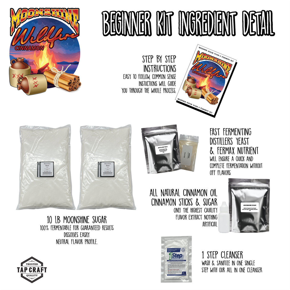 Wildfire Cinnamon Moonshine Sugar Mash Fermentation Kit – Home Brew Stuff